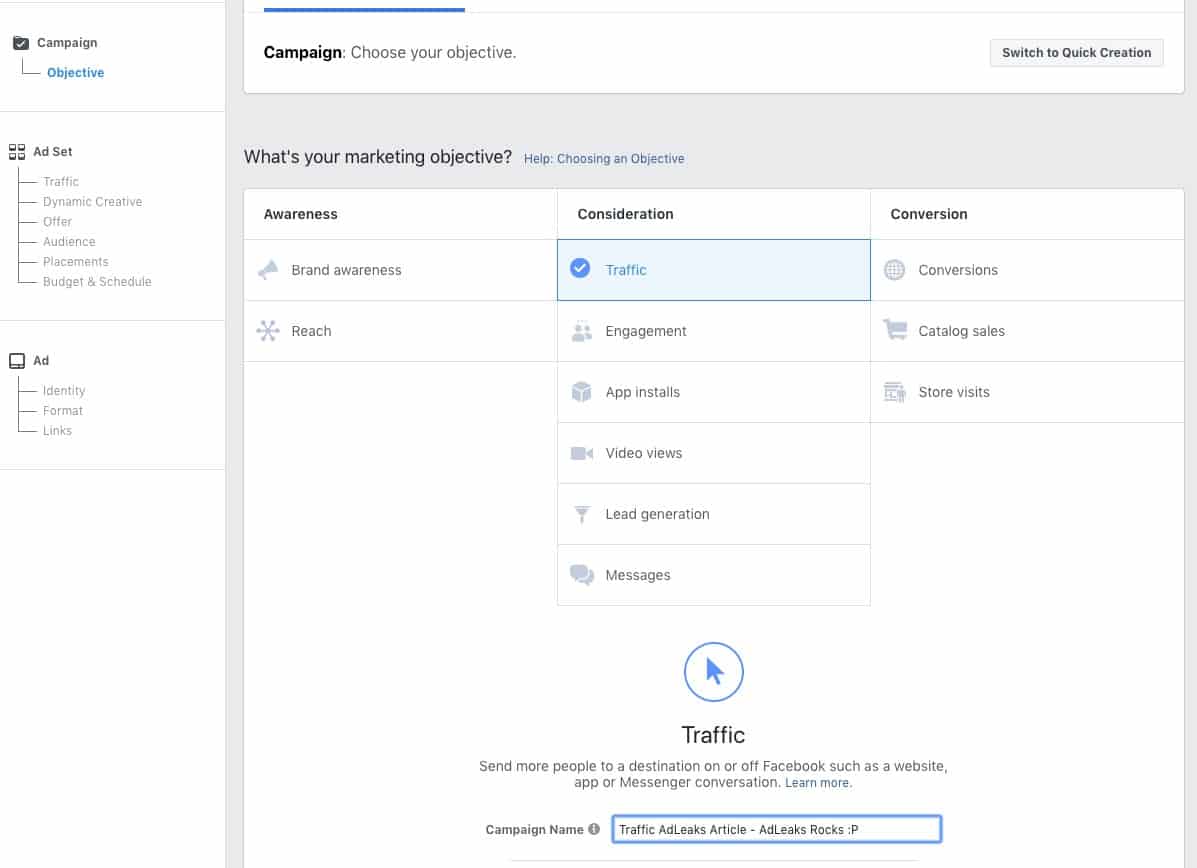 Facebook Ad Objectives Part One: Traffic | AdLeaks