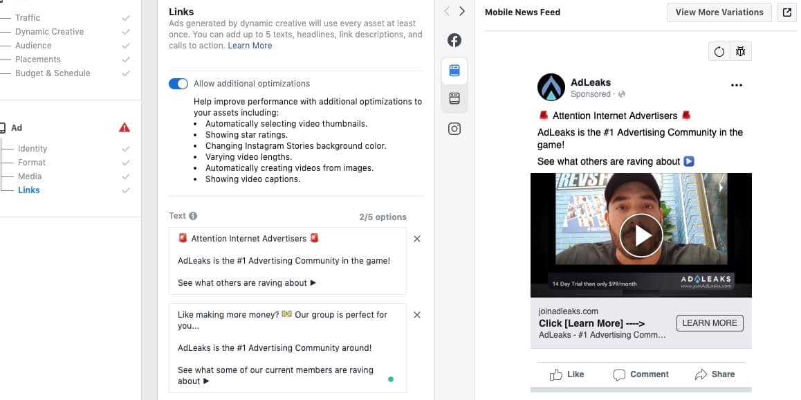 Facebook Dynamic Creative 101 | AdLeaks