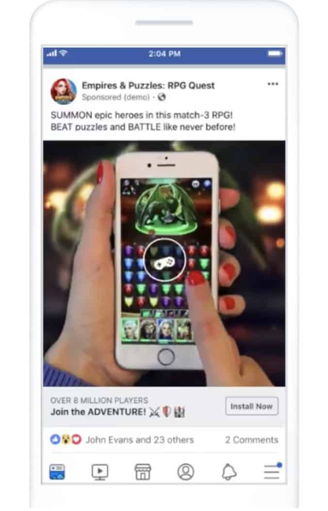 Facebook's New Playable Ads | AdLeaks