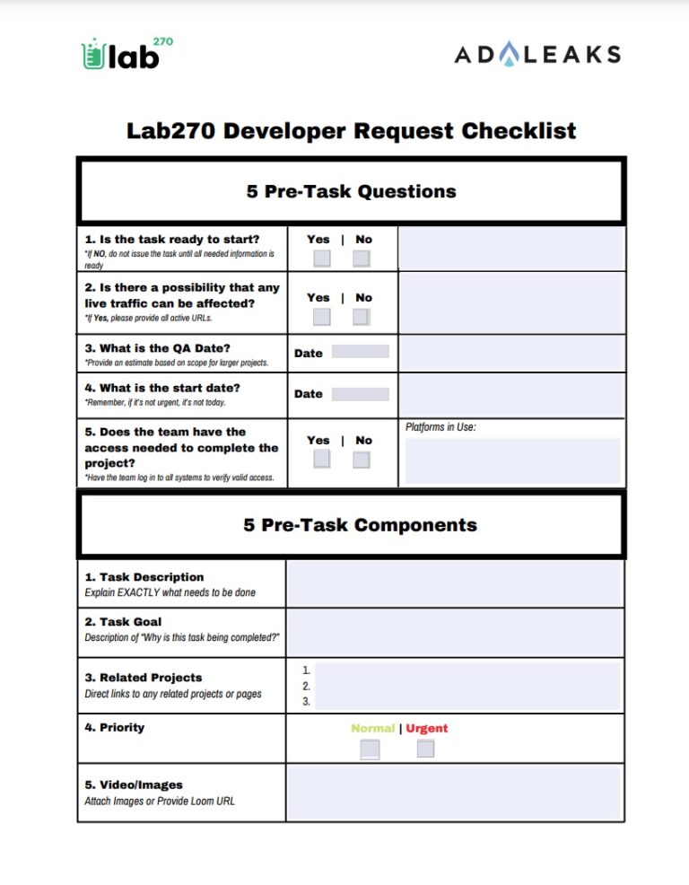 The Ultimate Developer Request Checklist for Effective Tasks | AdLeaks